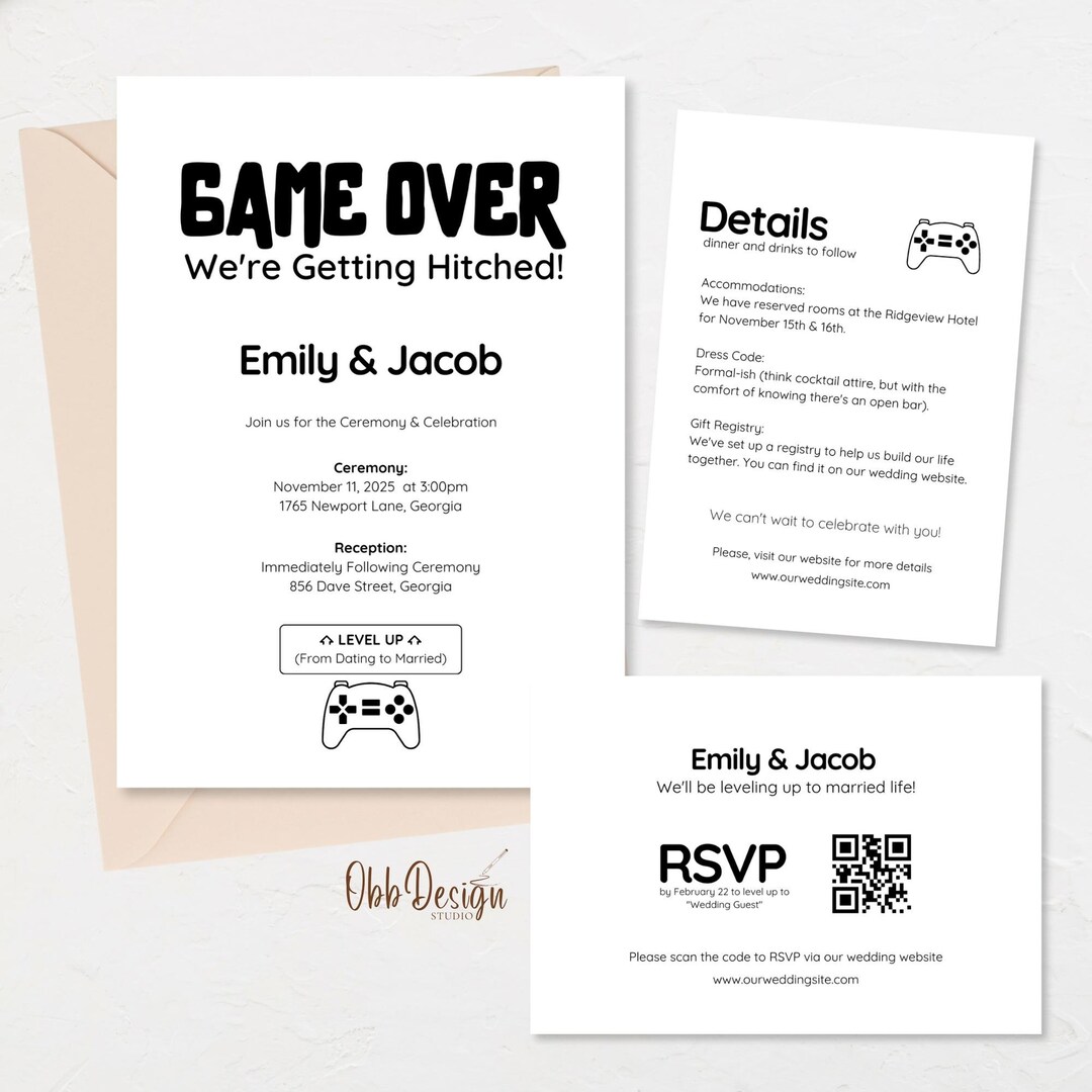 Game Over Invitation Suite Template, Hilarious Wedding Invitation ...