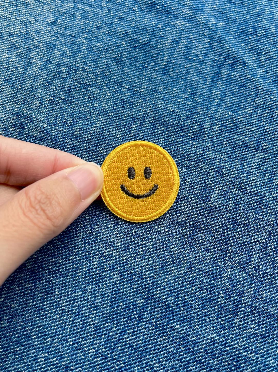Happy Face Patch, Tiny Smile Face Patch, Yellow Smiley Face Embroidered ...