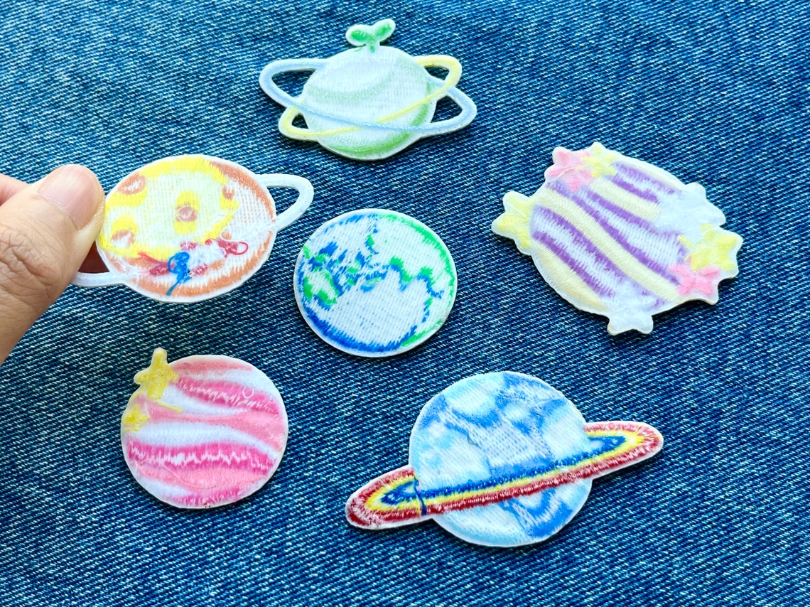 Planet Patches set of 6 Pieces, Planet Iron on Patches, Earth Iron on ...