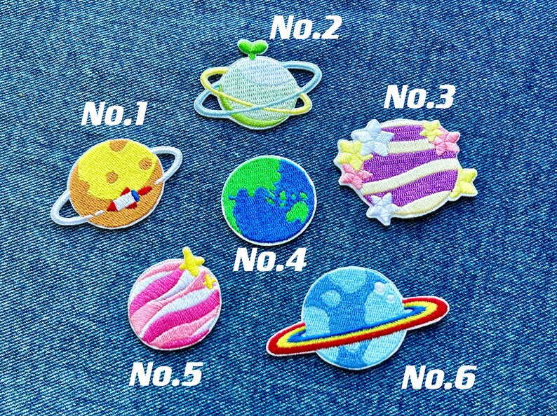 Planet Patches set of 6 Pieces, Planet Iron on Patches, Earth Iron on Patch, Embroidered Space ...
