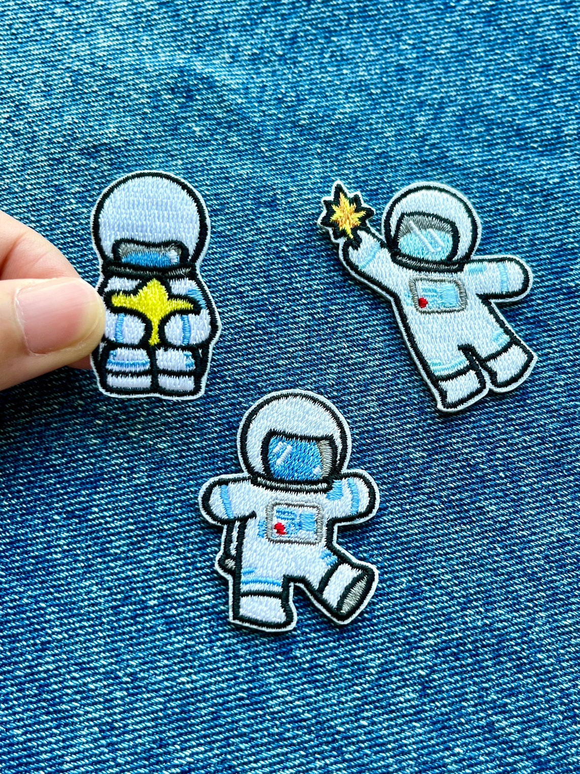 Astronaut With Star Patches set of 3 Pieces, Astronaut Iron on Patch, Spaceman Patch, Space Iron ...