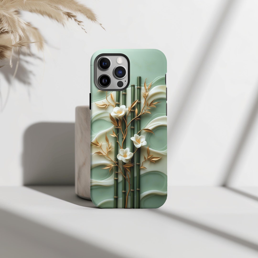 3D Asian Bamboo Tree With Flowers Carving Tough Case, Artistic Asian ...