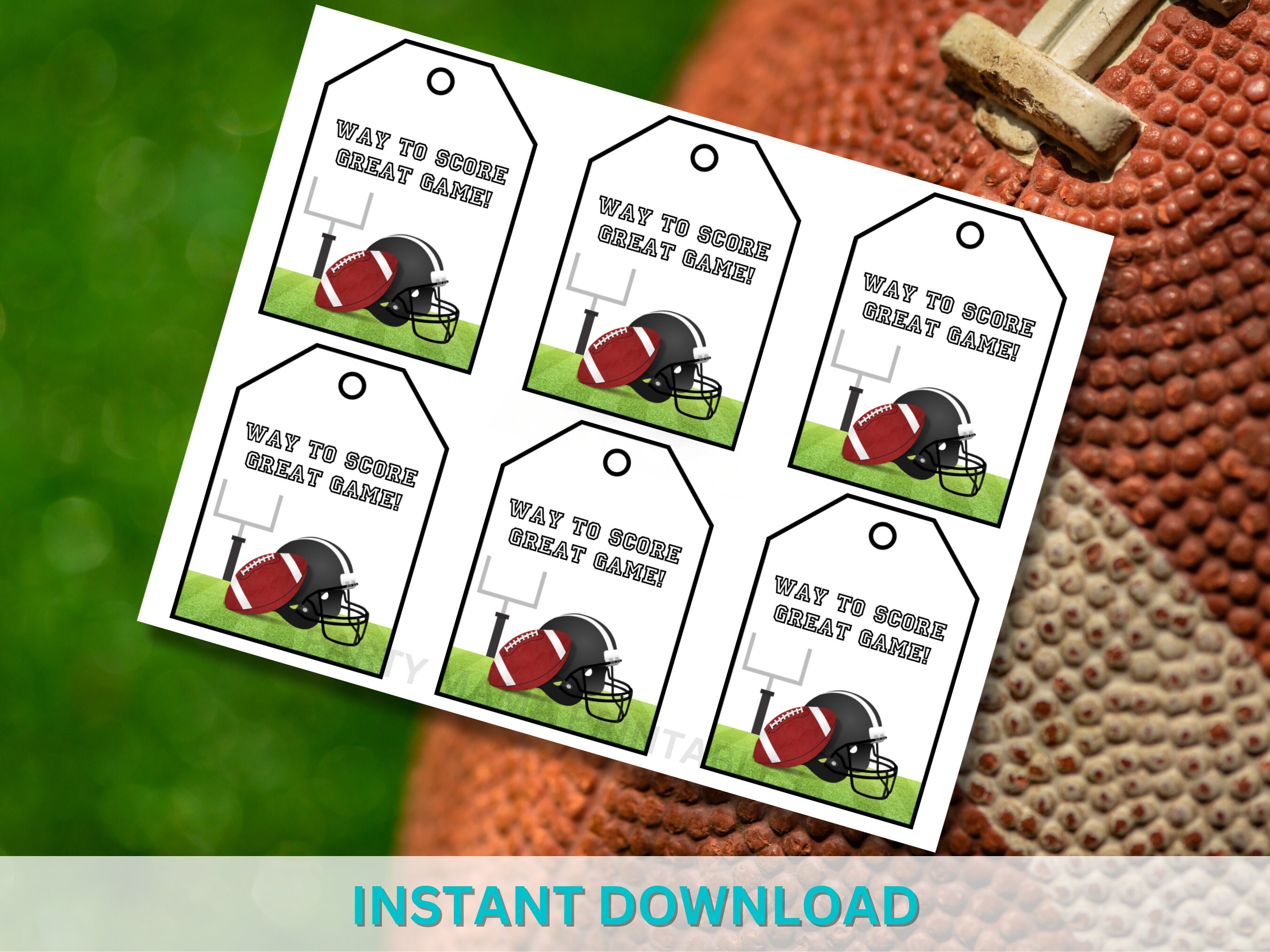 Printable Football Snack Tags, Great Game, Football Team Snacks ...
