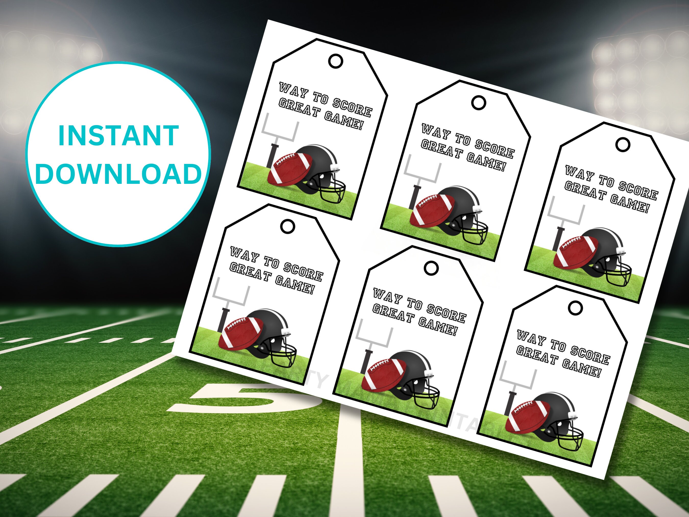 Printable Football Snack Tags, Great Game, Football Team Snacks ...