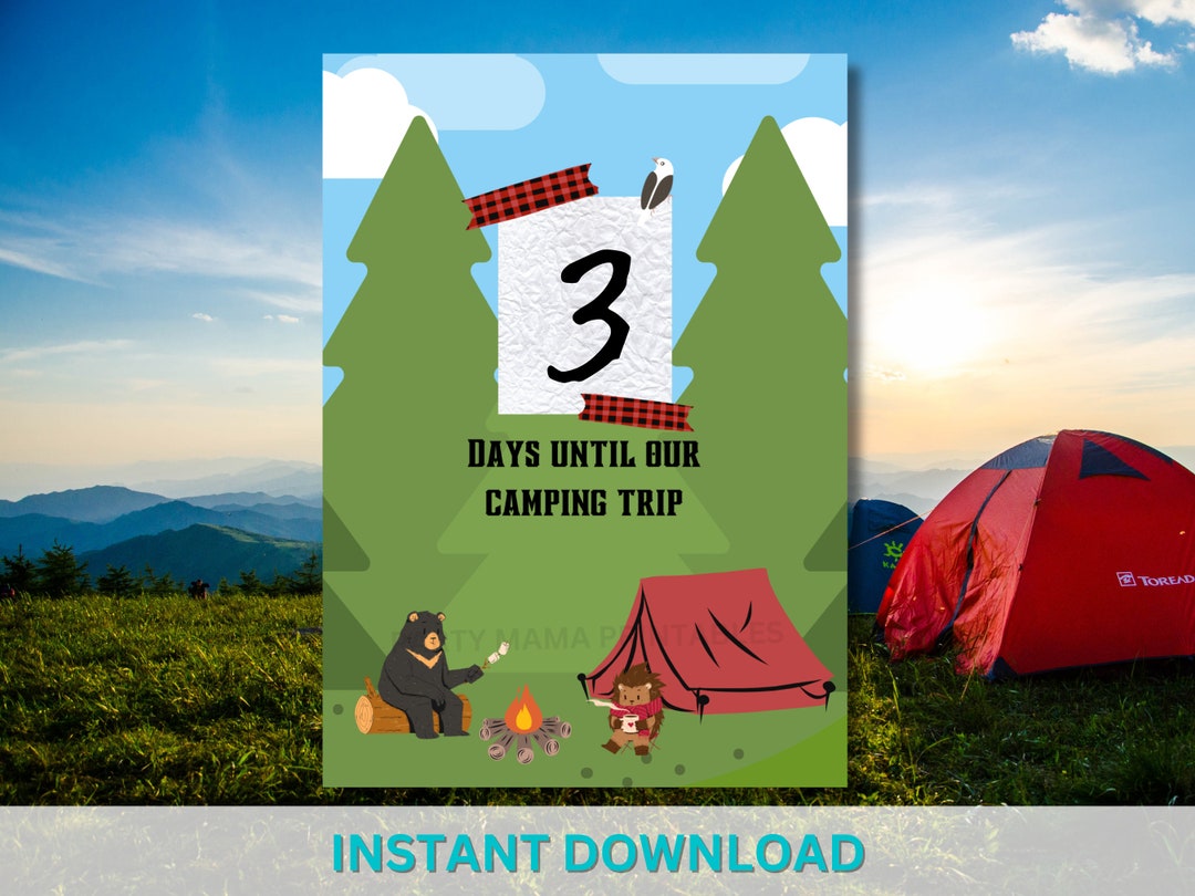 Printable Camping Trip Countdown, Kids Camping Countdown, Vacation ...