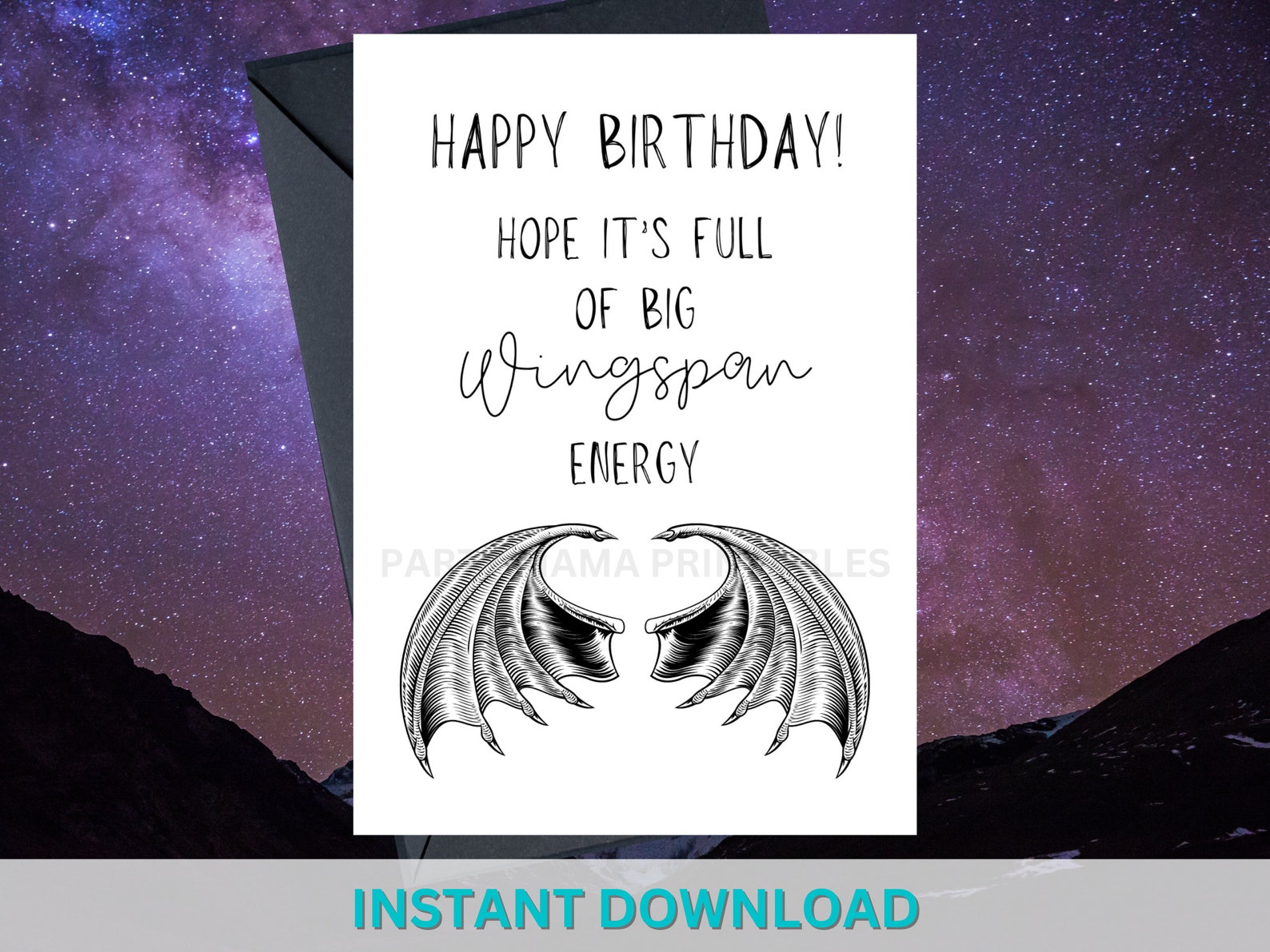 Printable ACOTAR Birthday Card, Happy Birthday Card, Big Wingspan ...