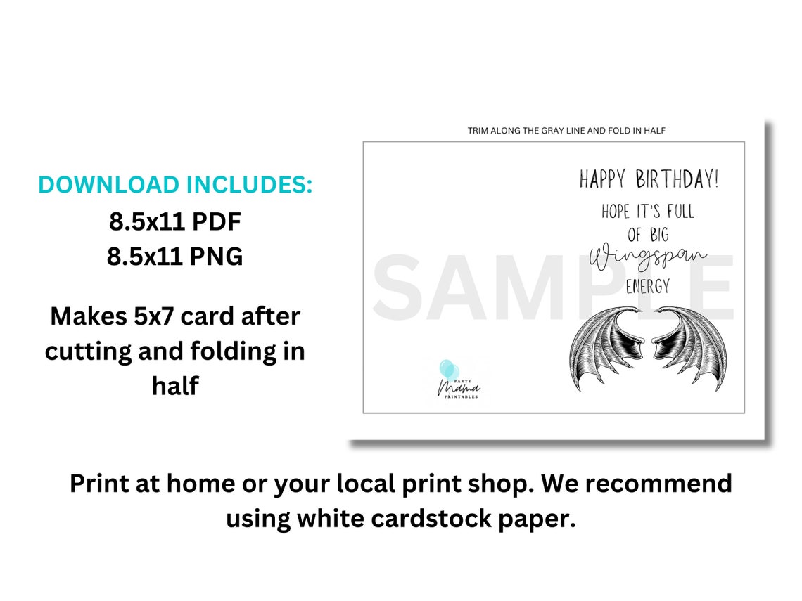 Printable ACOTAR Birthday Card, Happy Birthday Card, Big Wingspan ...