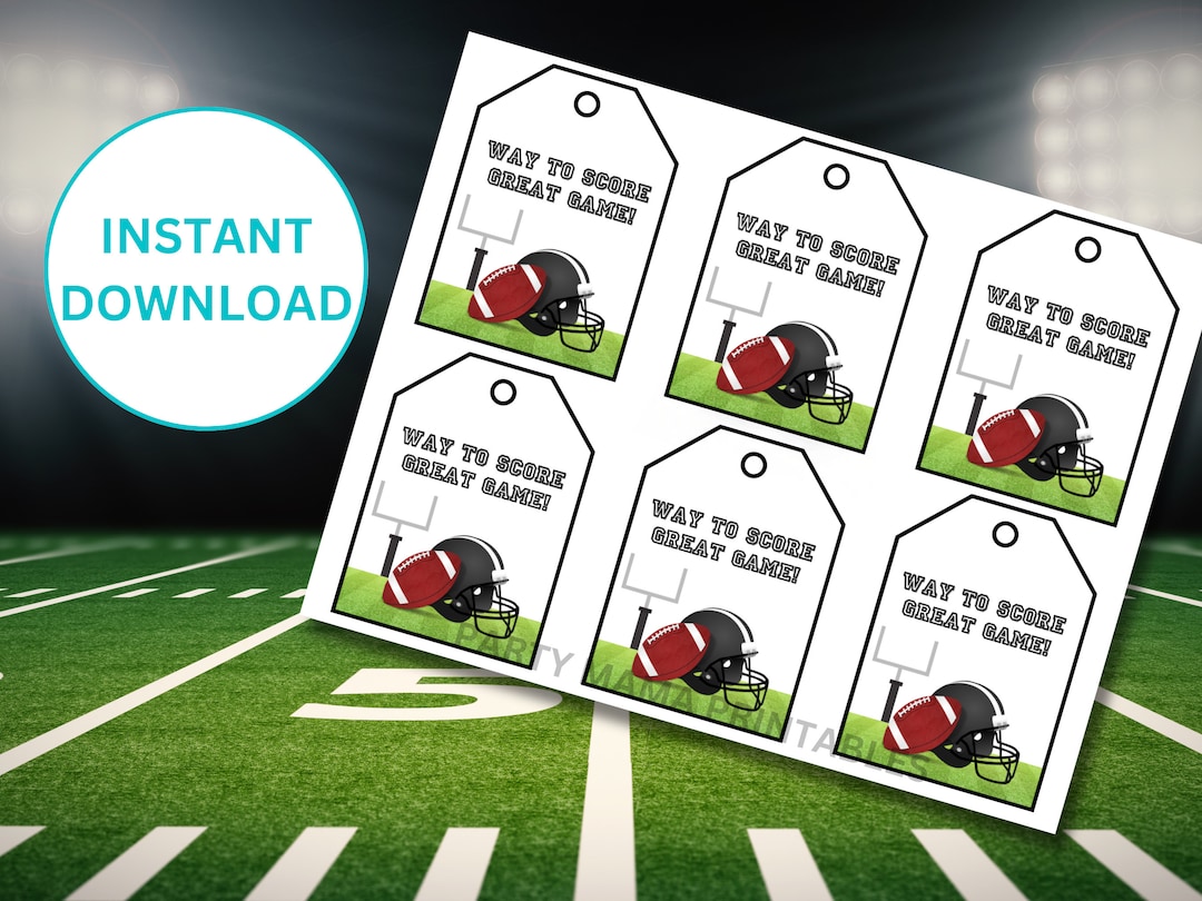 Printable Football Snack Tags, Great Game, Football Team Snacks ...