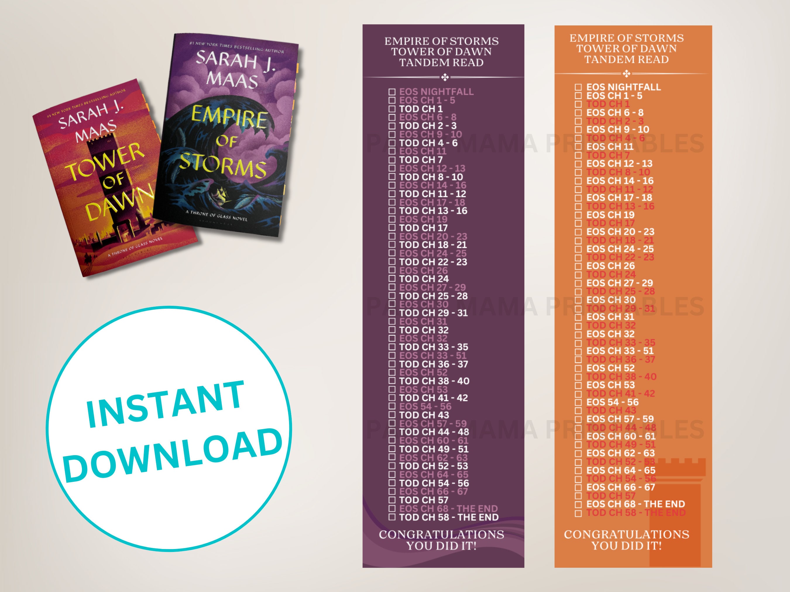 Printable Tandem Read Checklist Bookmark, Empire of Storms, Tower of ...