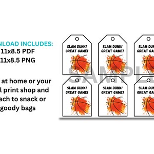 Printable Basketball Snack Tags, Basketball Team Tags, Basketball Treat ...