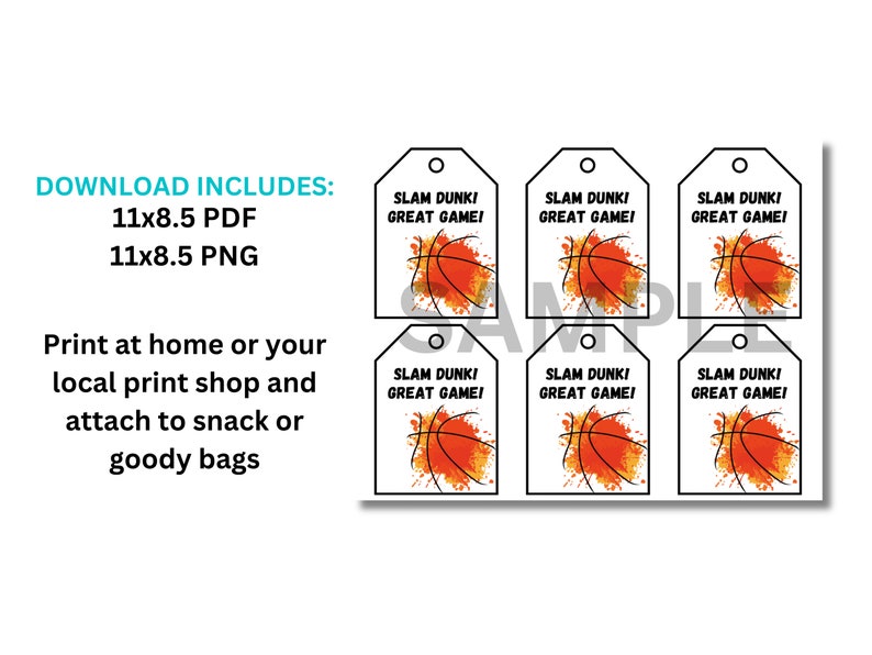 Printable Basketball Snack Tags, Basketball Team Tags, Basketball Treat ...