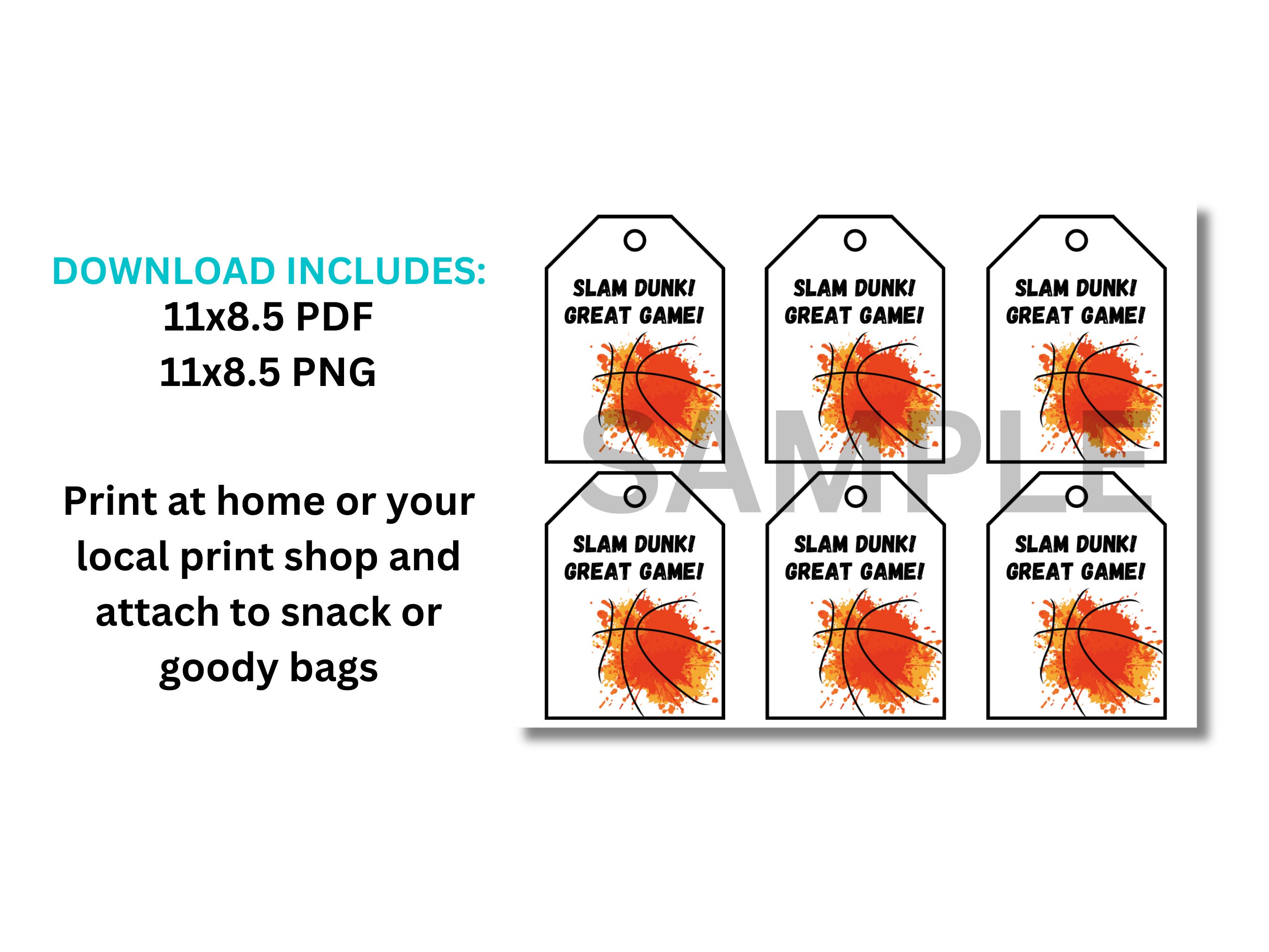 Printable Basketball Snack Tags, Basketball Team Tags, Basketball Treat ...
