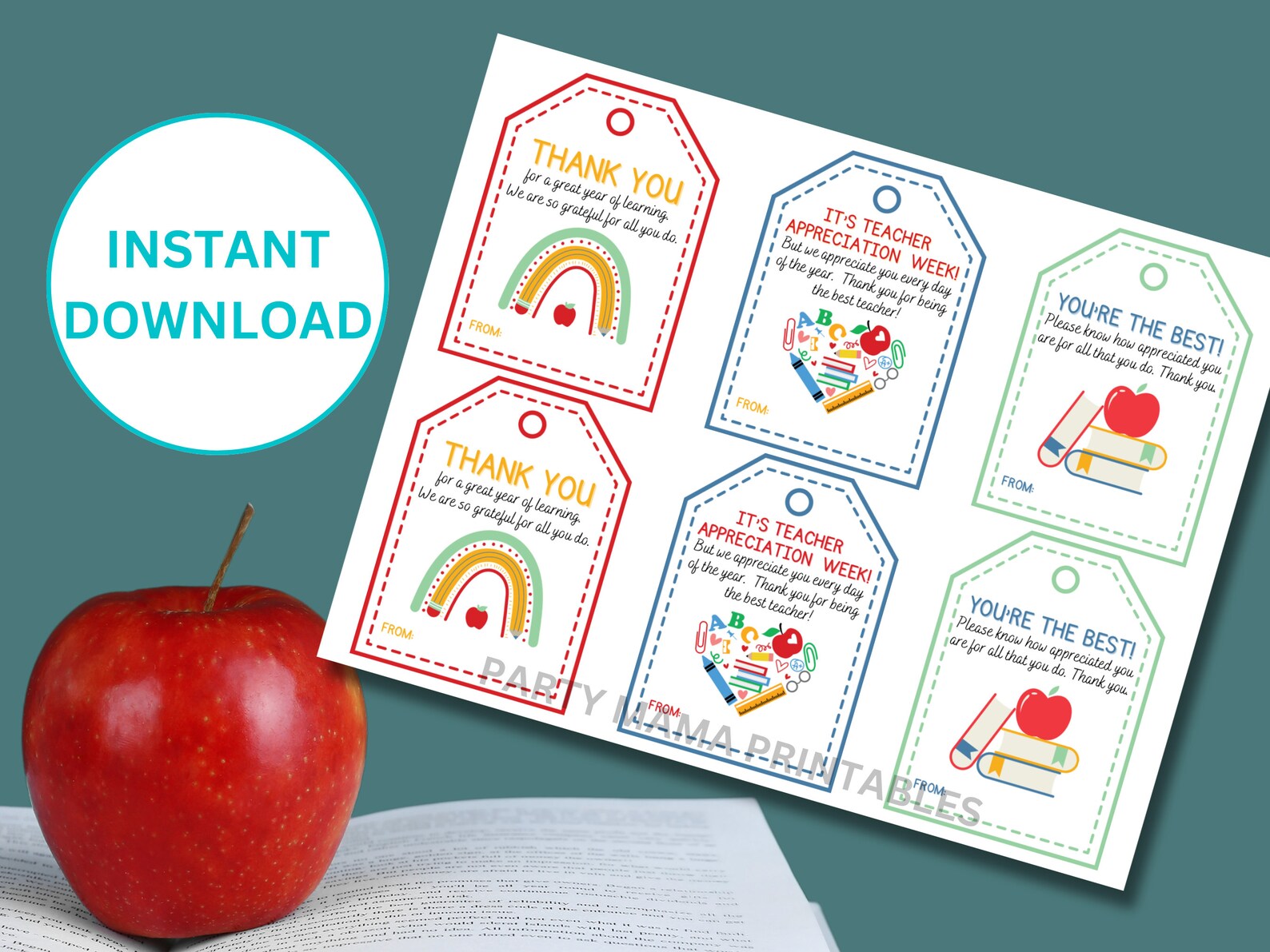 Printable Teacher Gift Tags, Teacher Appreciation Tags, Teacher Thank ...