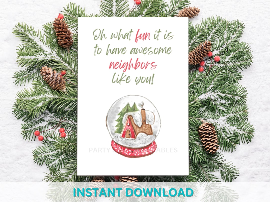 Printable Holiday Card for Neighbor, Christmas Card PDF, Neighbor ...