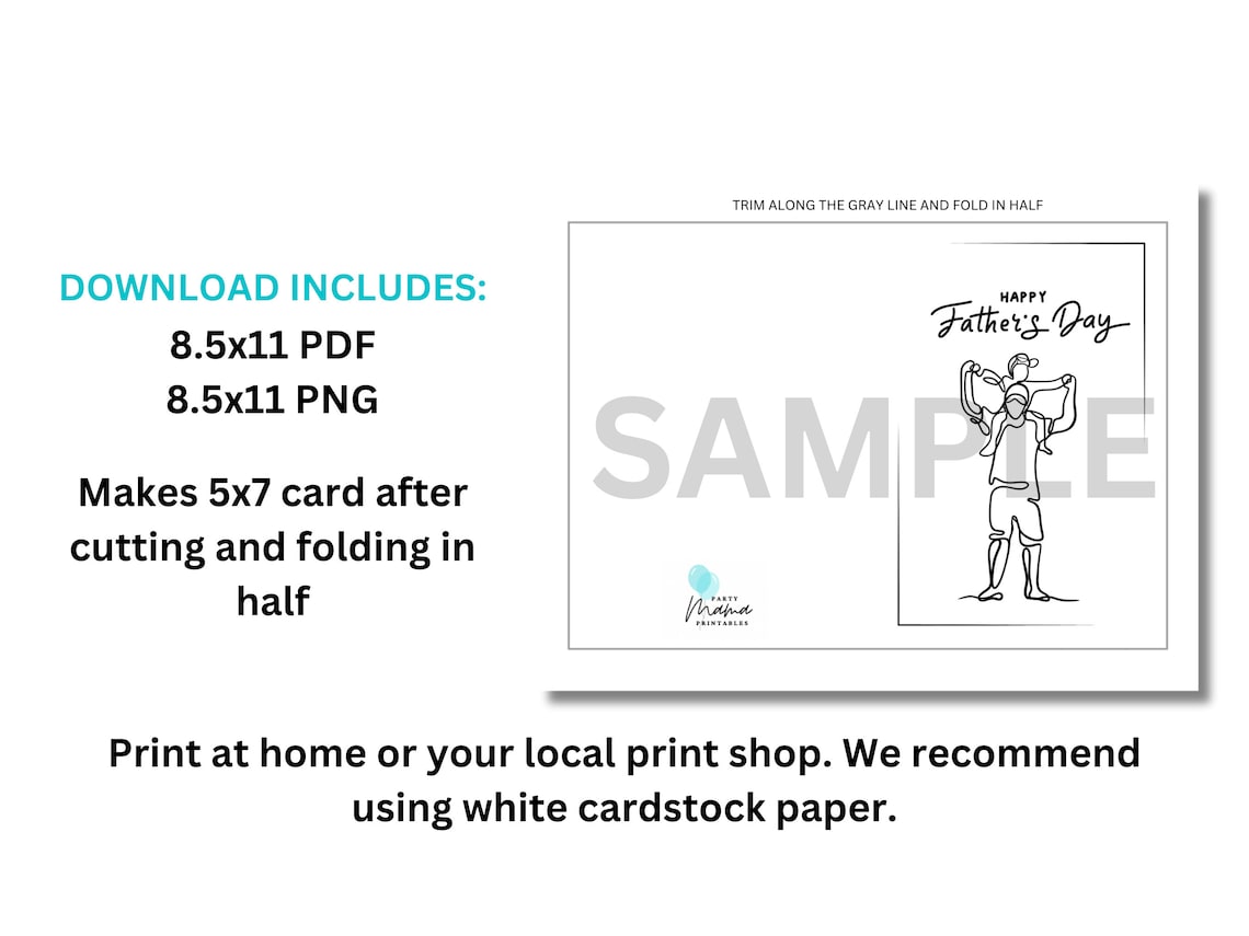 Printable Father’s Day Card, Happy Father’s Day, Man and Child, Father ...
