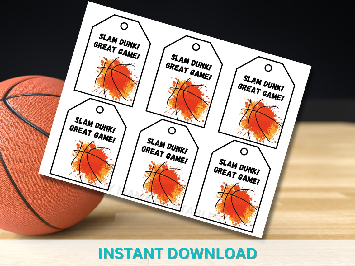 Printable Basketball Snack Tags, Basketball Team Tags, Basketball Treat ...