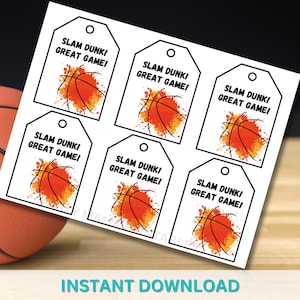 Printable Basketball Snack Tags, Basketball Team Tags, Basketball Treat ...