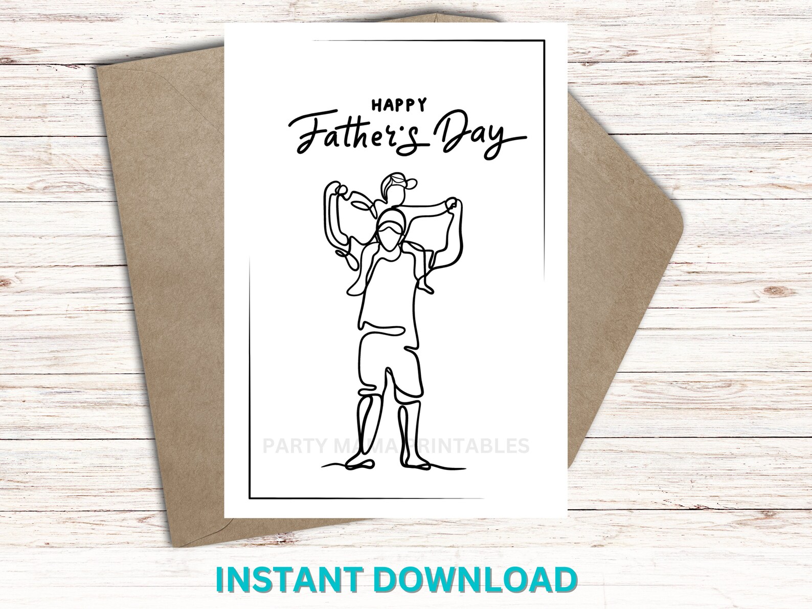 Printable Father’s Day Card, Happy Father’s Day, Man and Child, Father ...