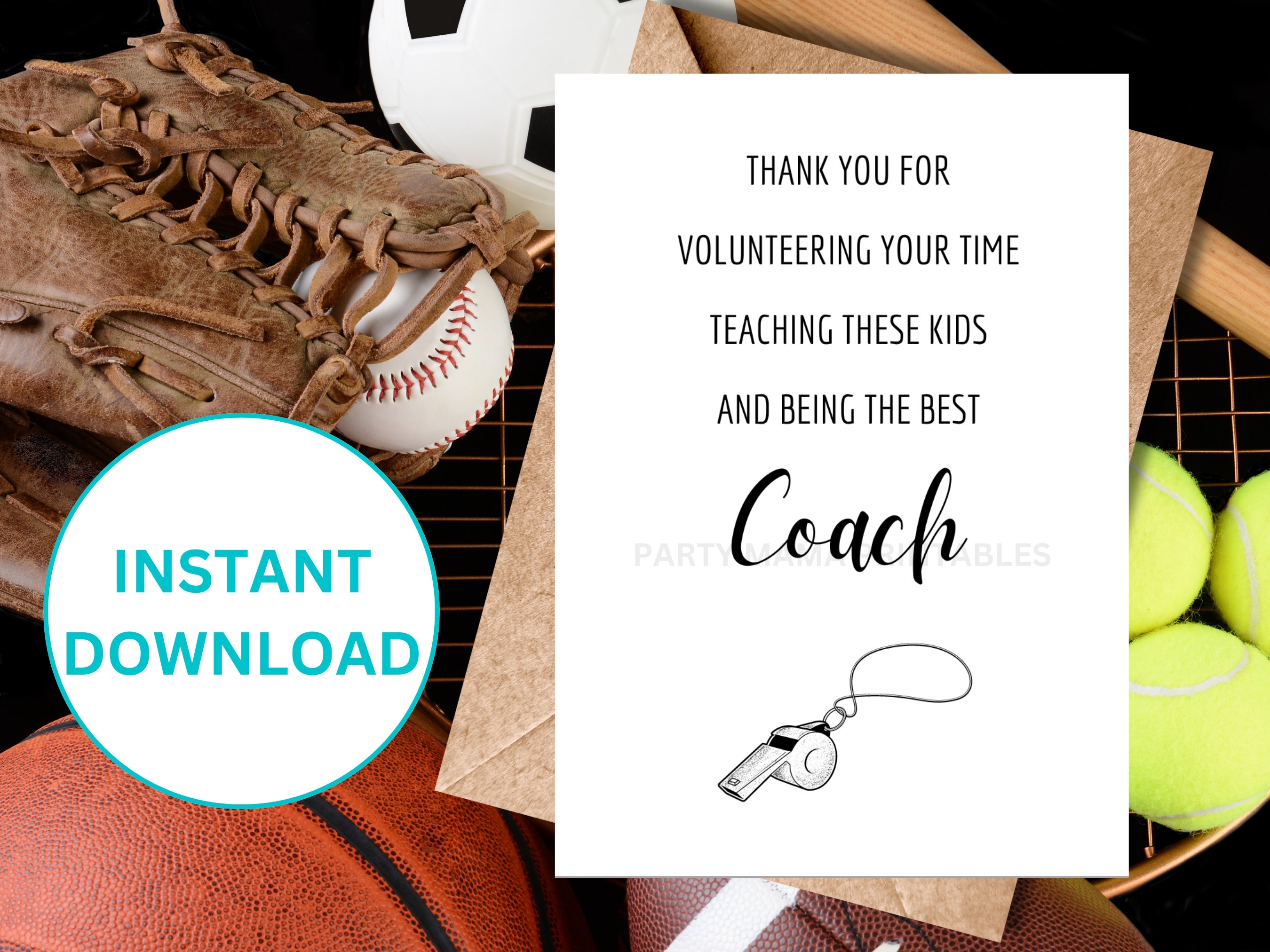 Printable Coach Card, Thank You Coach Card, Football Coach, Soccer ...