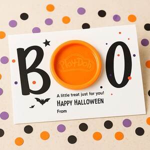 Halloween Playdough Favor Card: Printable Boo Design (instant Download ...