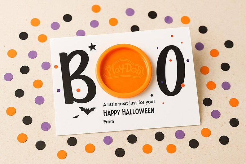 Halloween Playdough Favor Card: Printable Boo Design (instant Download ...