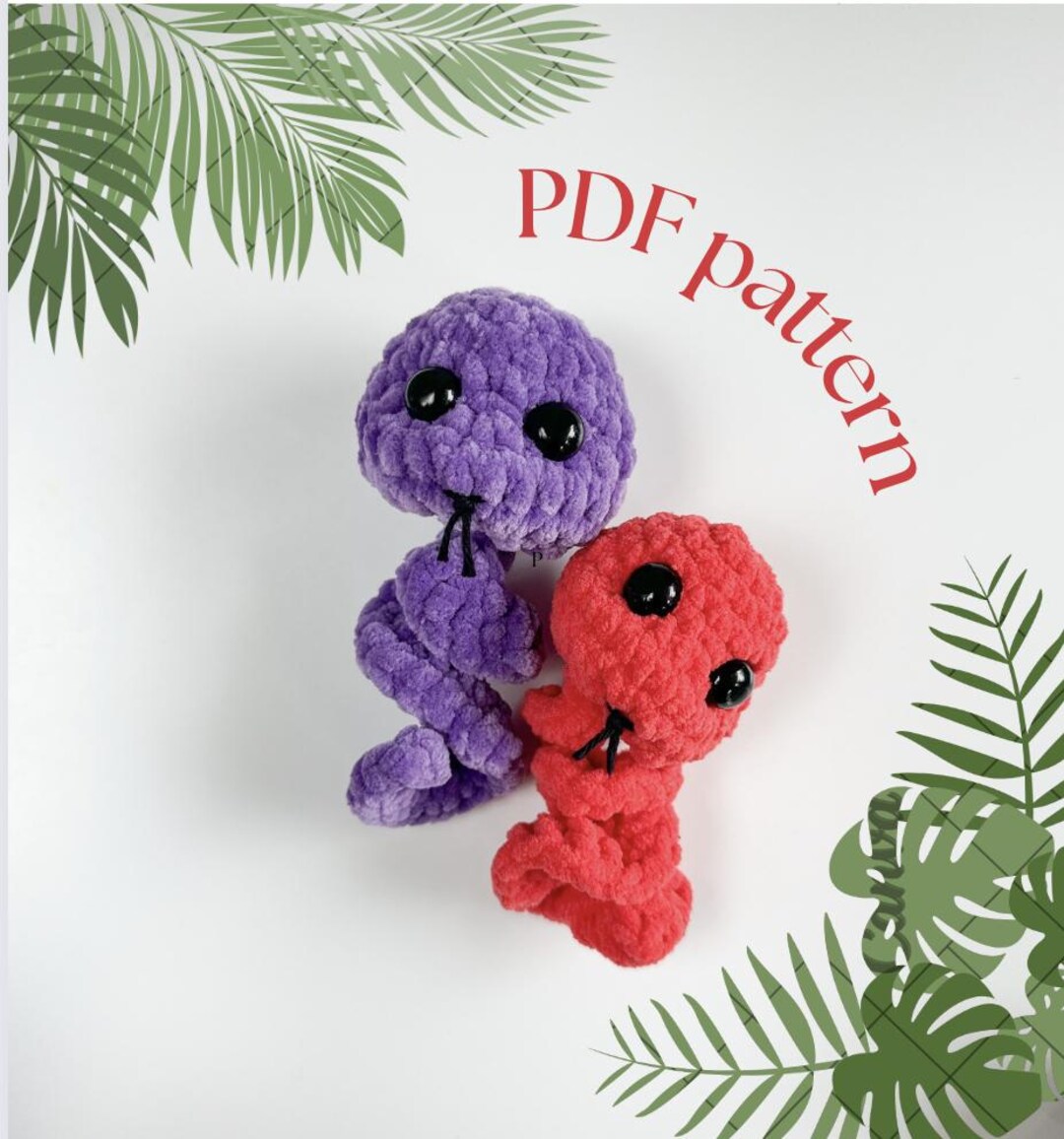 Crochet PATTERN Snake Keychain, No Sew, Amigurumi Tutorial PDF in ...