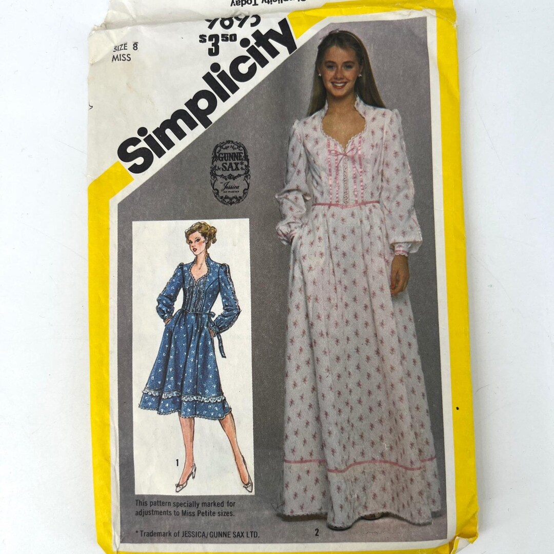 80s Gunne Sax Jessica Mcclintock Dress Sewing Pattern Simplicity 9893 ...