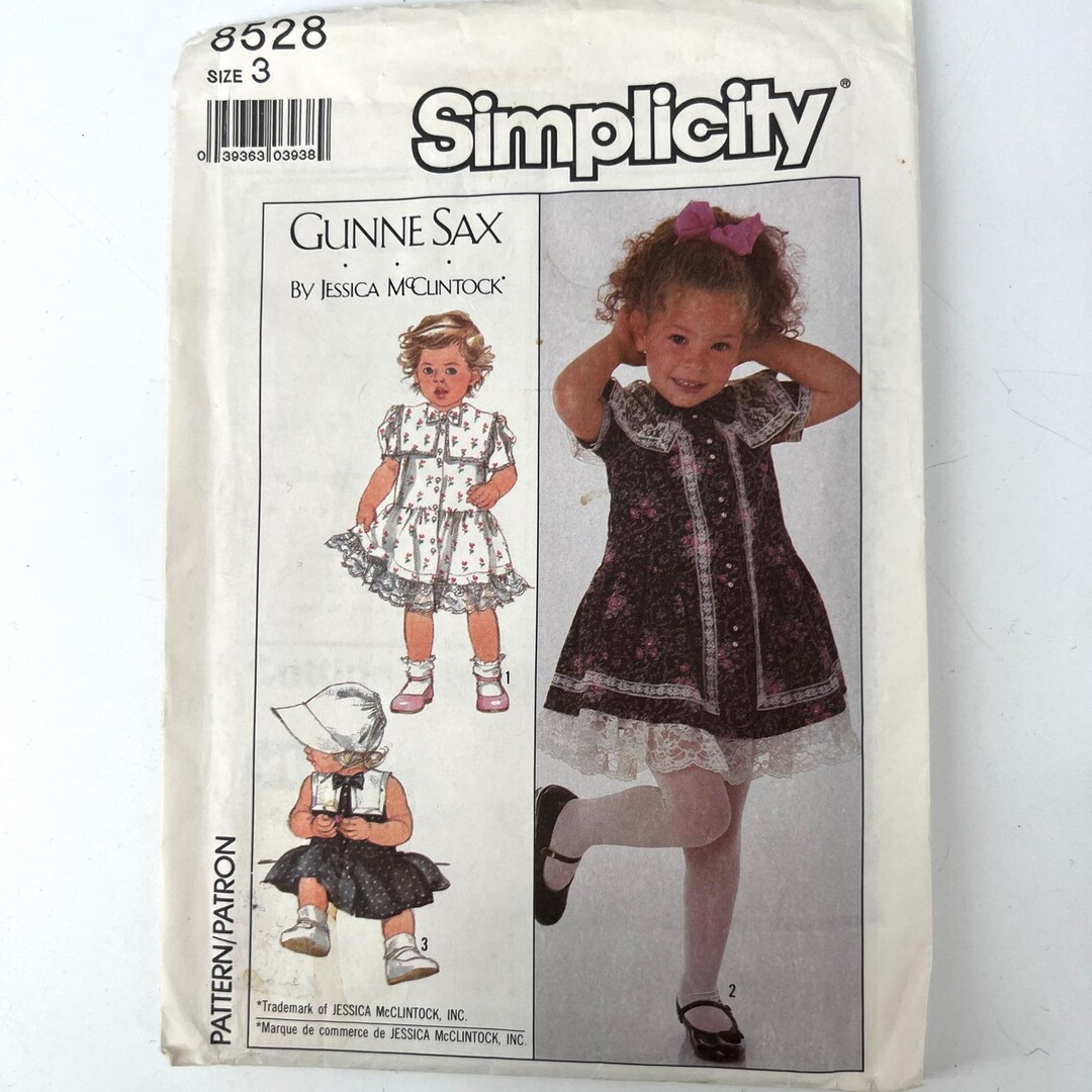 80s Gunne Sax Jessica Mcclintock Todder Dress Sewing Pattern Simplicity ...