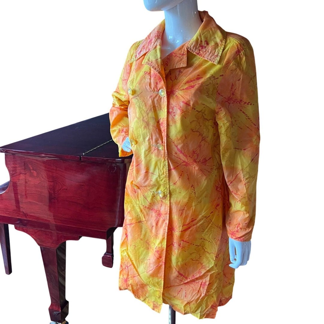 Vintage Aqua-sheen Raincoat 60s or 70s Tie Dye Sunburst Hippie Boho ...