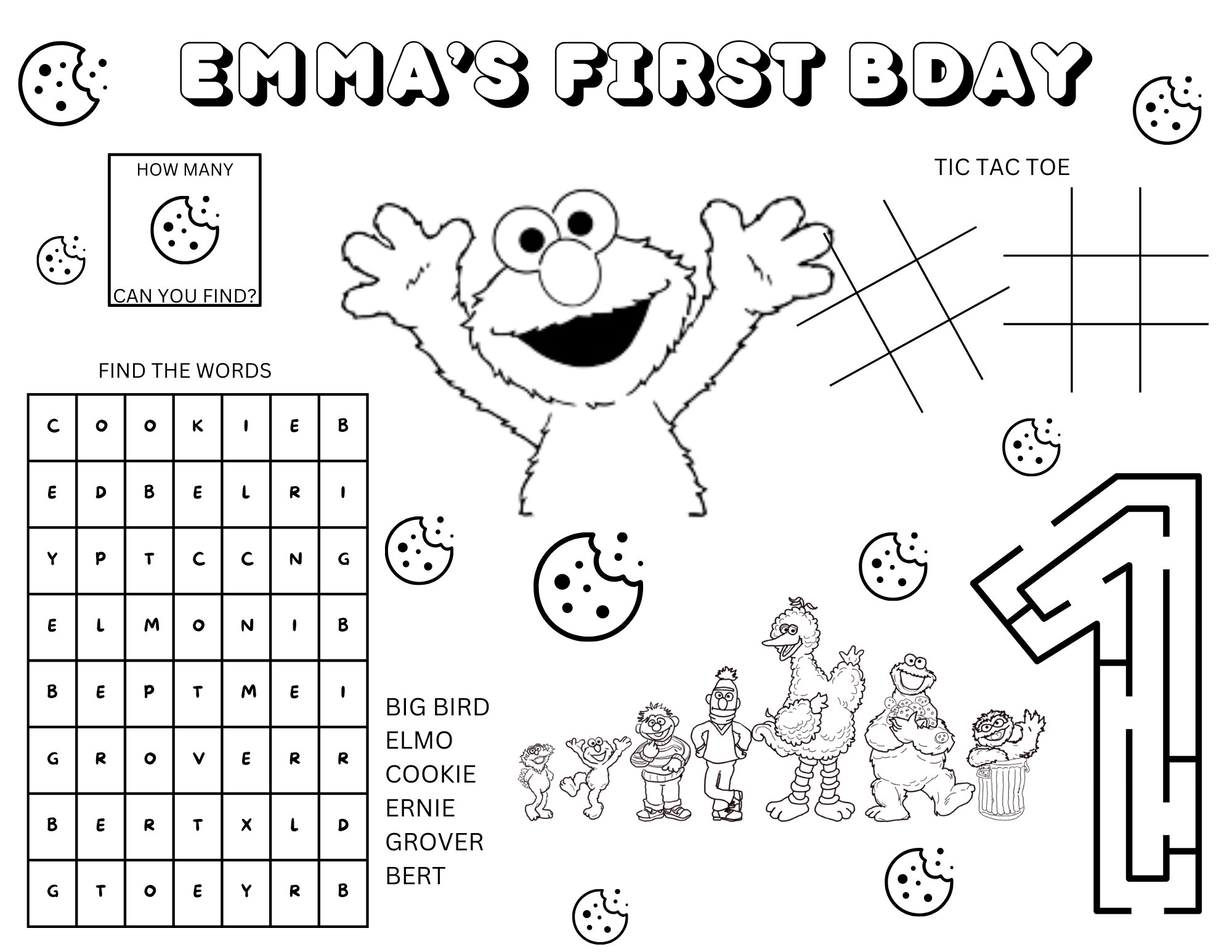 Birthday Activity Printable, Coloring Sheet - Etsy
