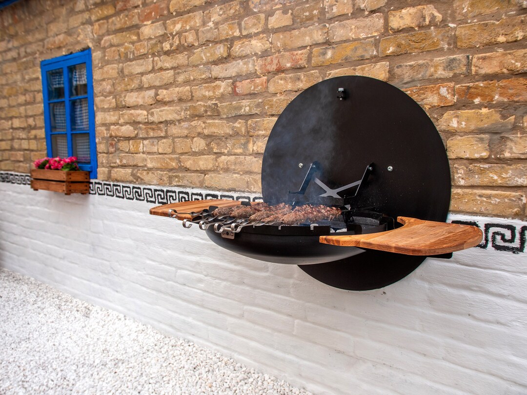 Wall Hanging Fire Pit Outdoor Wall BBQ Grill Fire Pit With Case Hanging ...