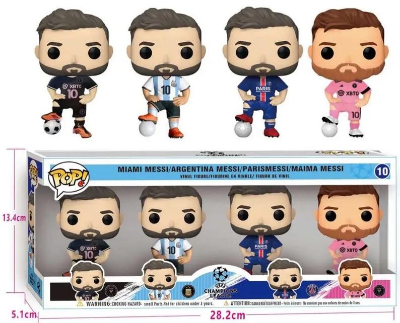 Custom Lionel Messi Funko POP Style 4PCS, Inter Miami, Argentina Team ...