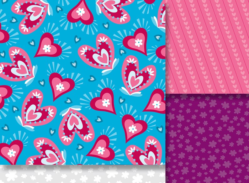 Valentine Digital Paper Pack 12 Sheets Digital Download - Etsy