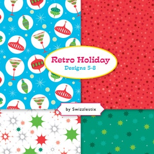 Retro Holiday Paper, Digital Retro Paper, Printable Digital Paper ...