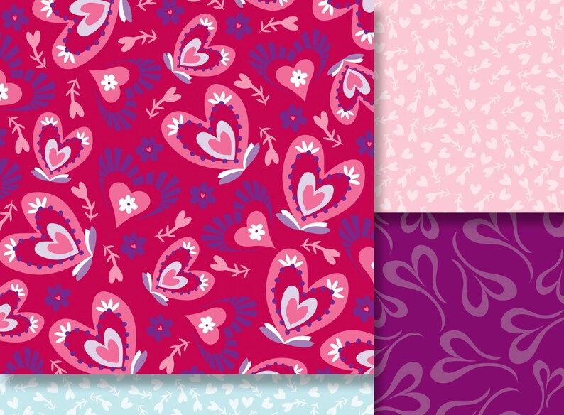 Valentine Digital Paper Pack 12 Sheets Digital Download - Etsy