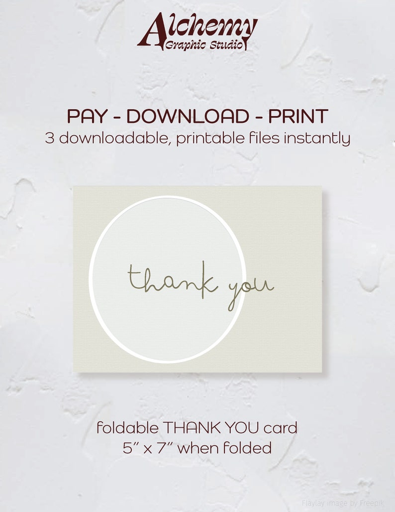 Thank You Card Minimalist Neutral Color Instant Download 5x7 Foldable ...