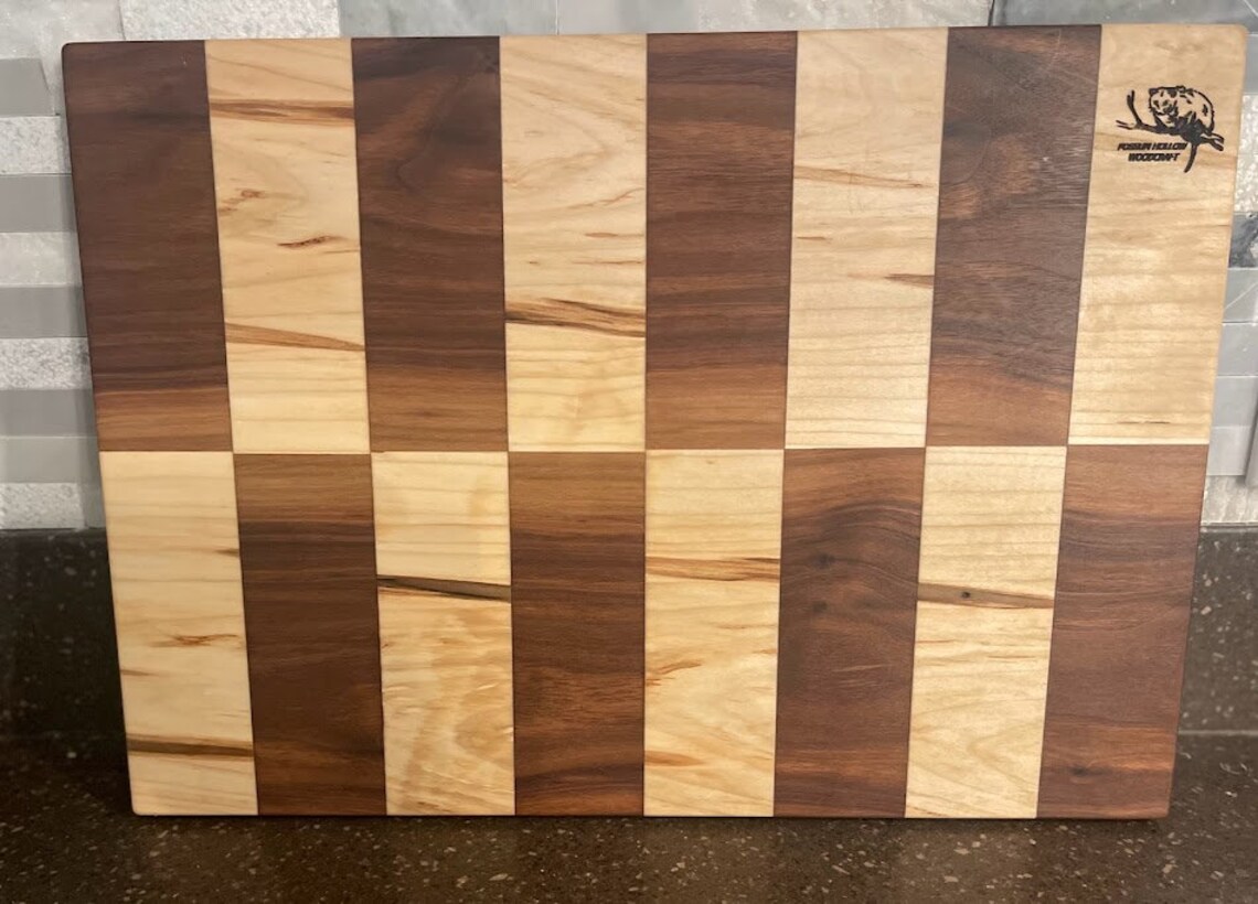 Walnut and Ambrosia Maple Checkerboard Pattern Charcuterie Board - Etsy