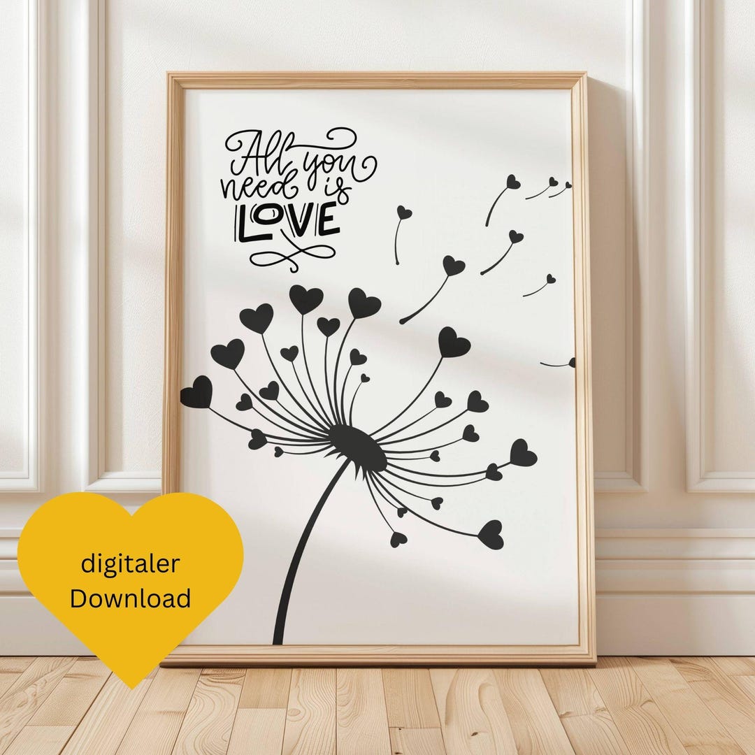 Printable Poster all You Need, Valentine's Day Gift, Poster Love ...