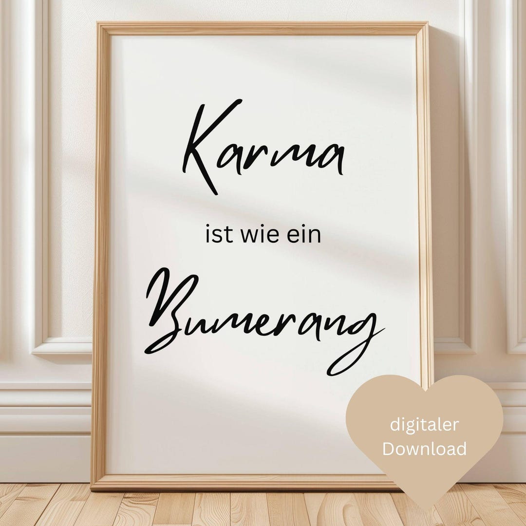 Poster Living Room karma, Poster Sayings German, Poster Black and White ...