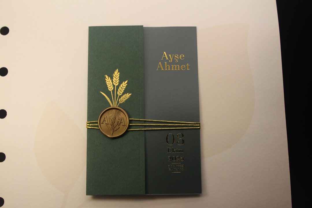 Luxury, Transparent PVC Invitation Card. Green Half Flap Envelope. Gold ...