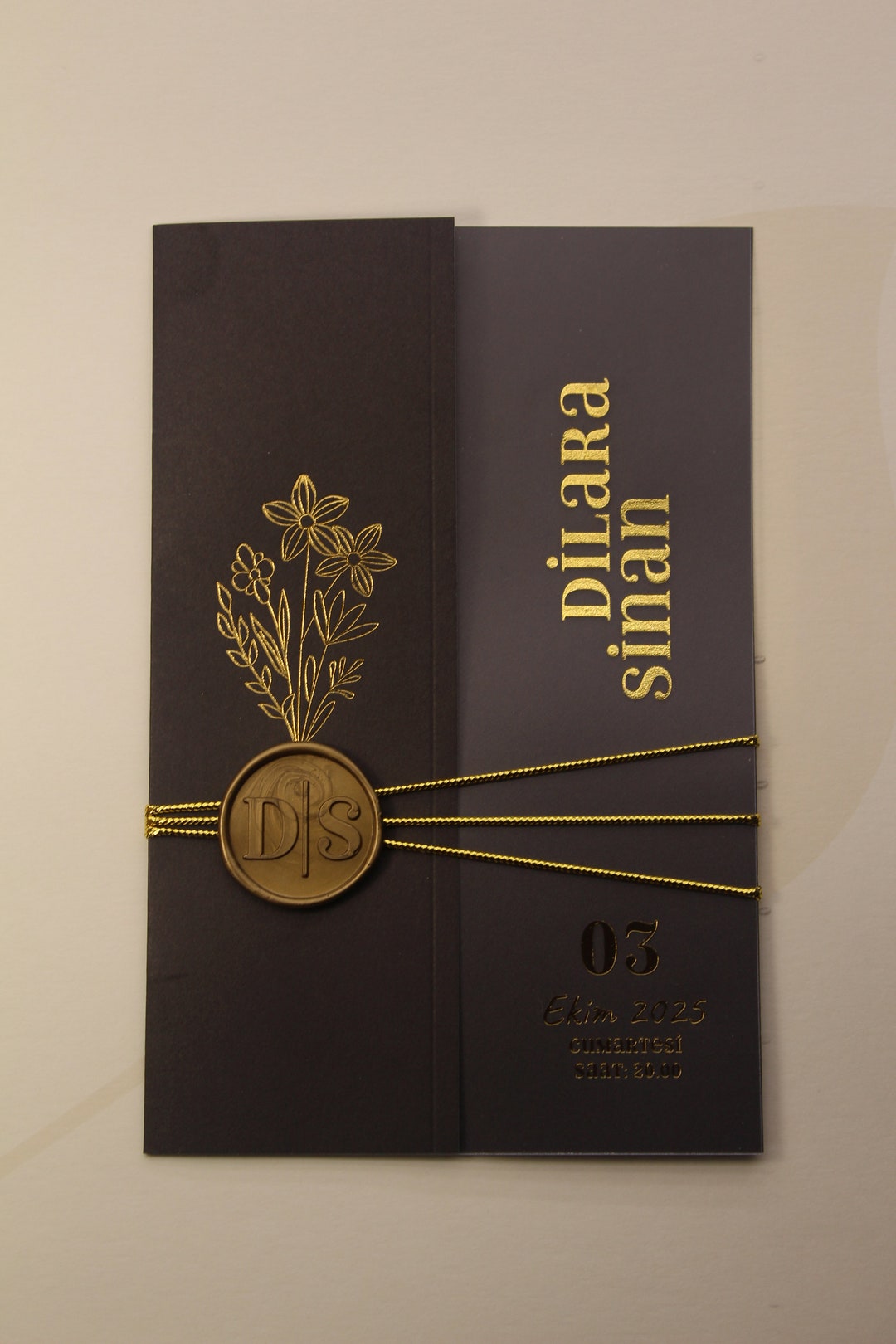 Luxury, Transparent PVC Invitation Card. Black Half Flap Envelope. Gold ...