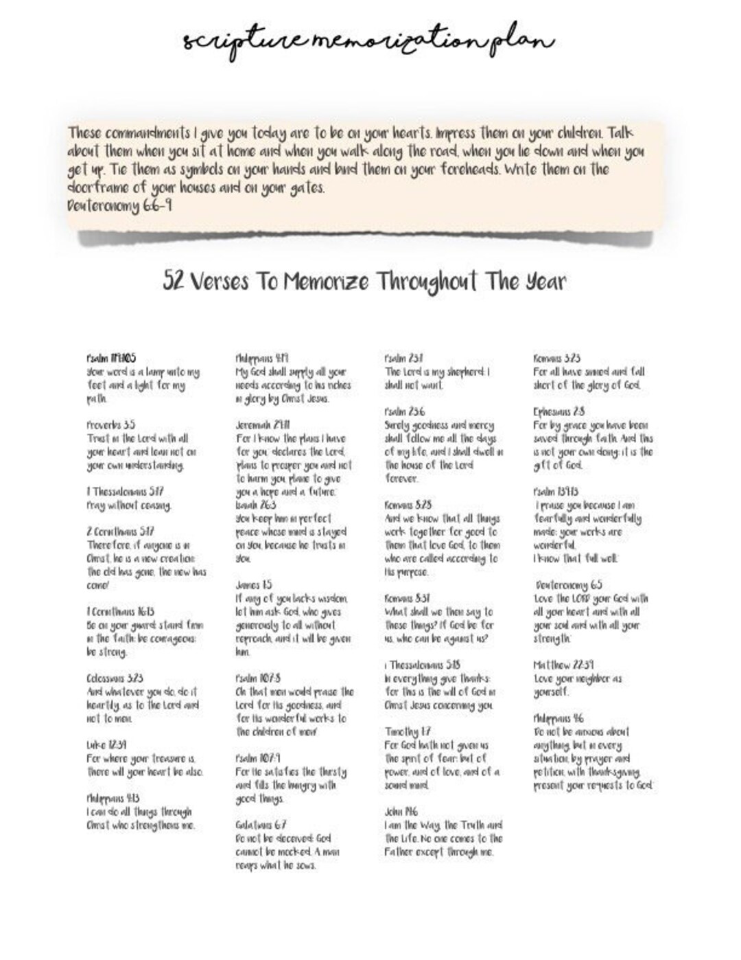 Scripture Memorization Plan - Etsy