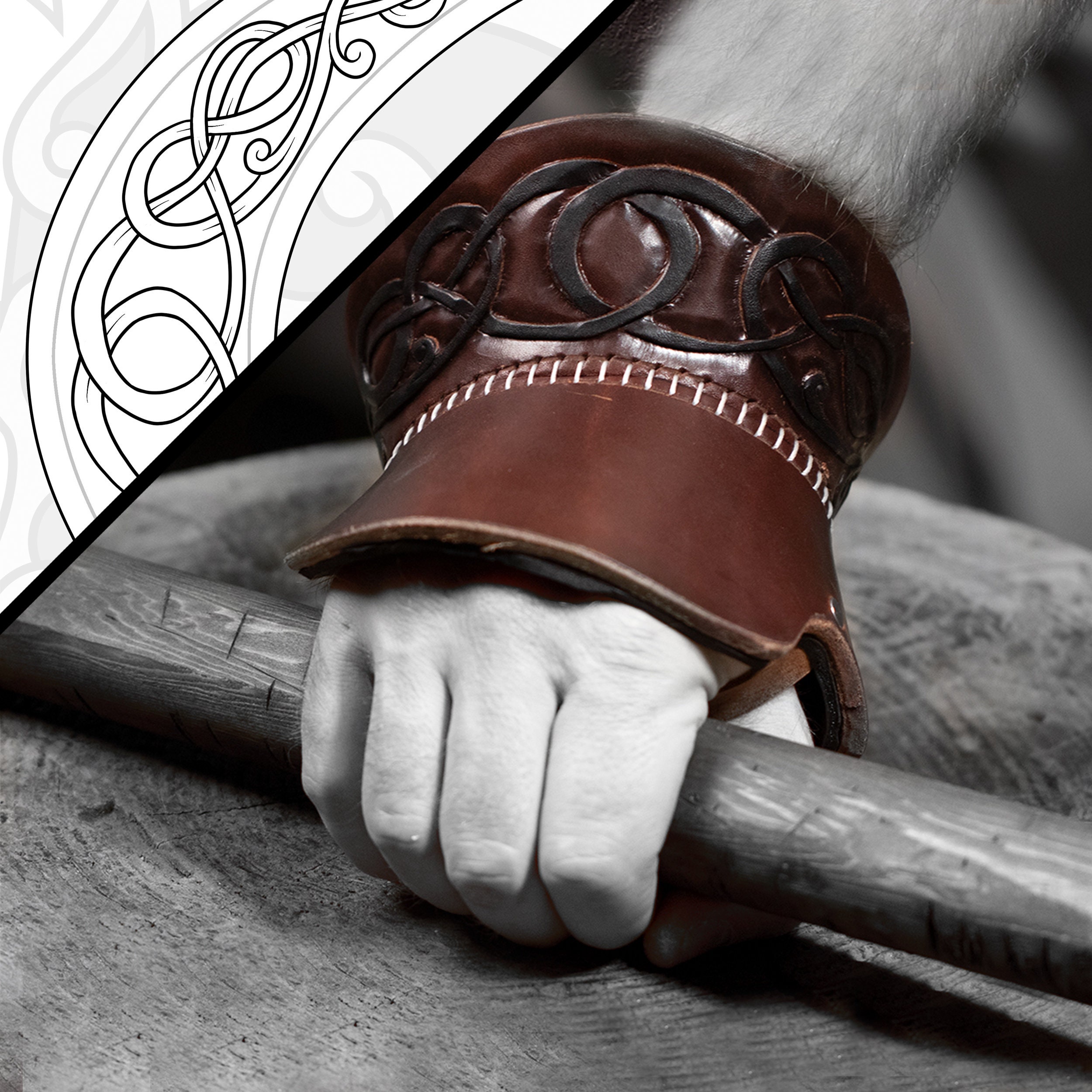 Leather Demi Gauntlet Pattern / Viking Knotwork / SCA / LARP | Etsy UK