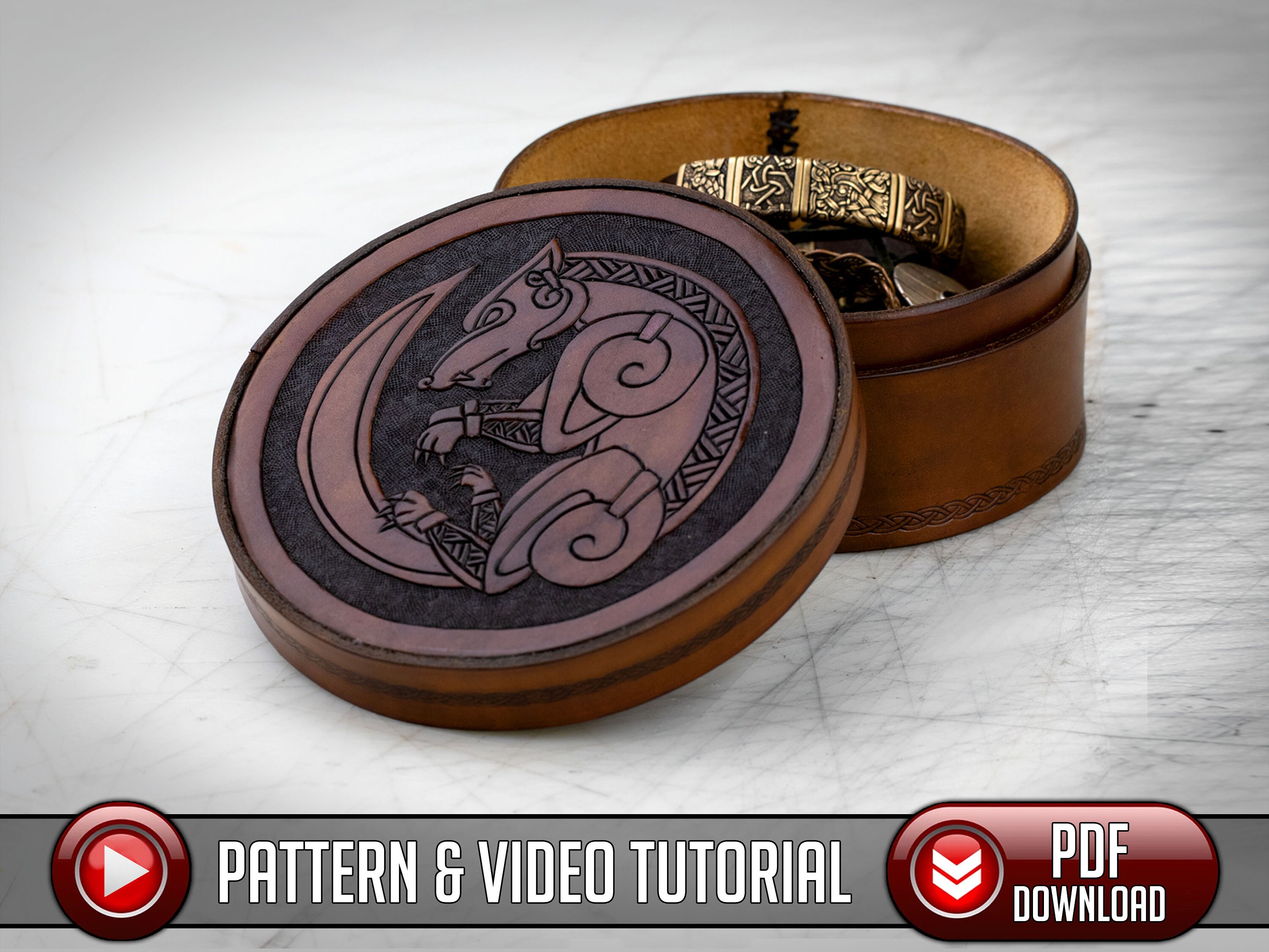 Leather Box Pattern / Viking Wolf Design / Digital Download | Etsy