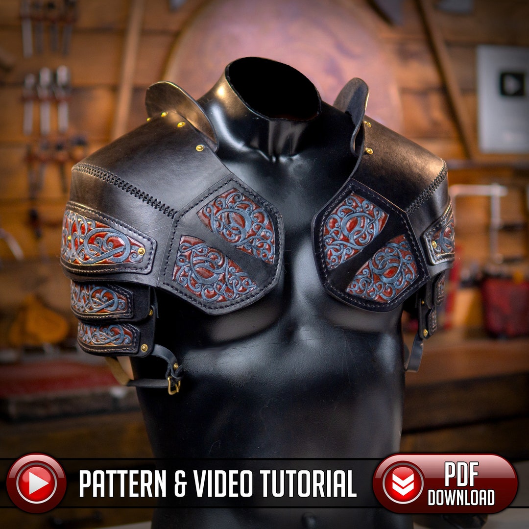 Shoulder Armor Pattern / Pauldron Pattern - Viking Art - Leather Armor ...