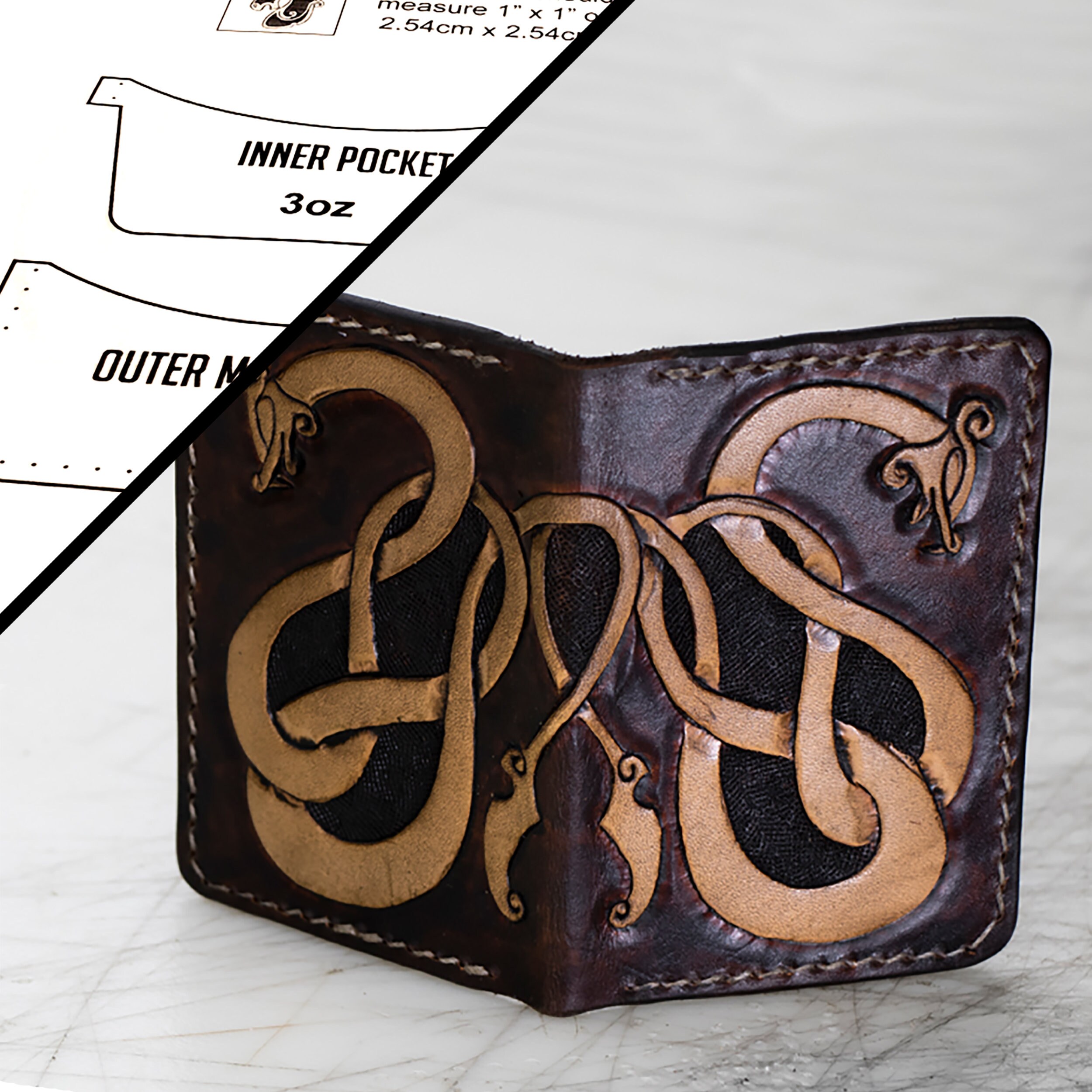Leather Viking Wallet Pattern / Minimalist / Viking Serpents / | Etsy