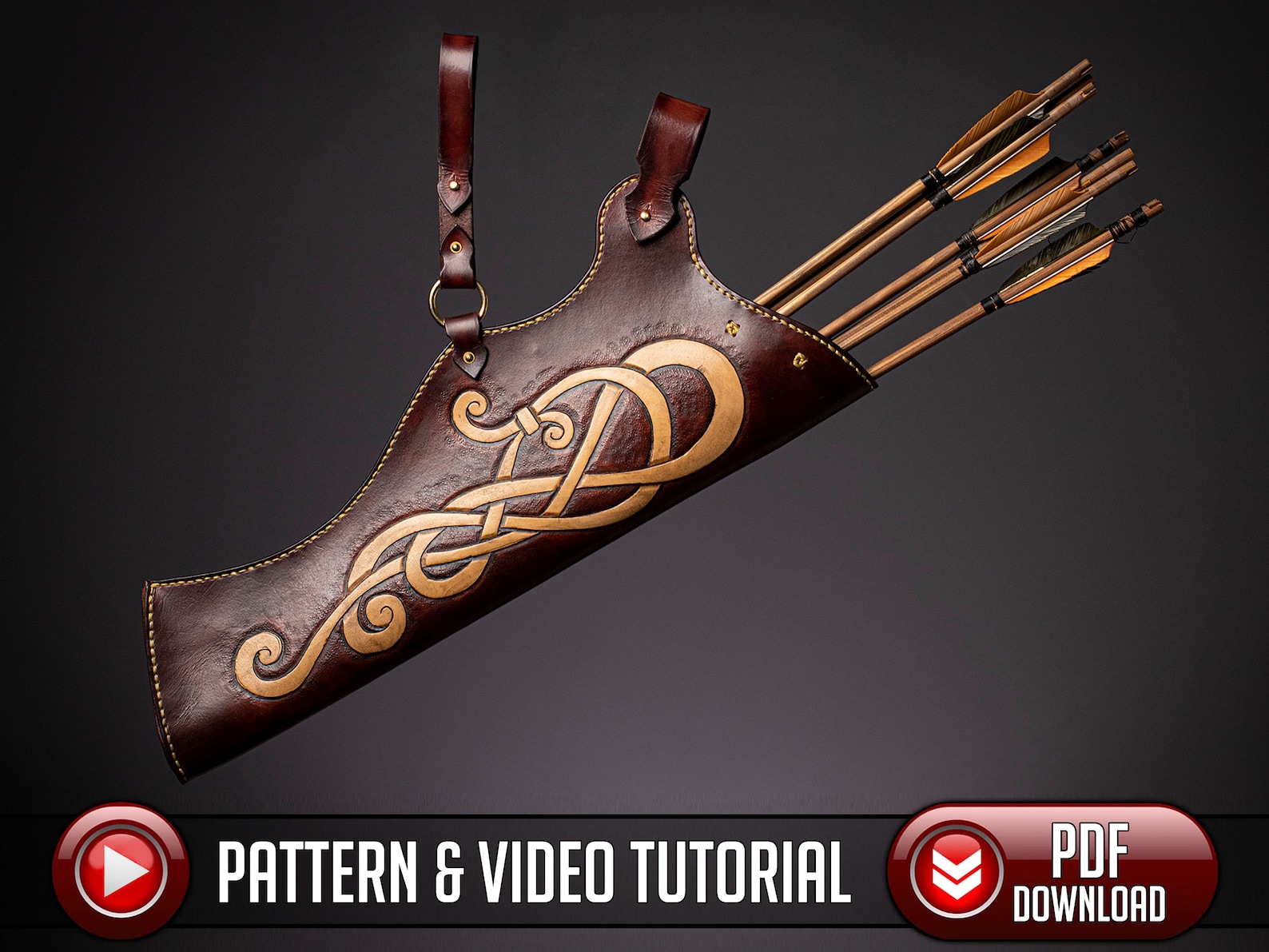 Leather Quiver Pattern / Belt Quiver / Viking Knotwork - PDF - SVG ...