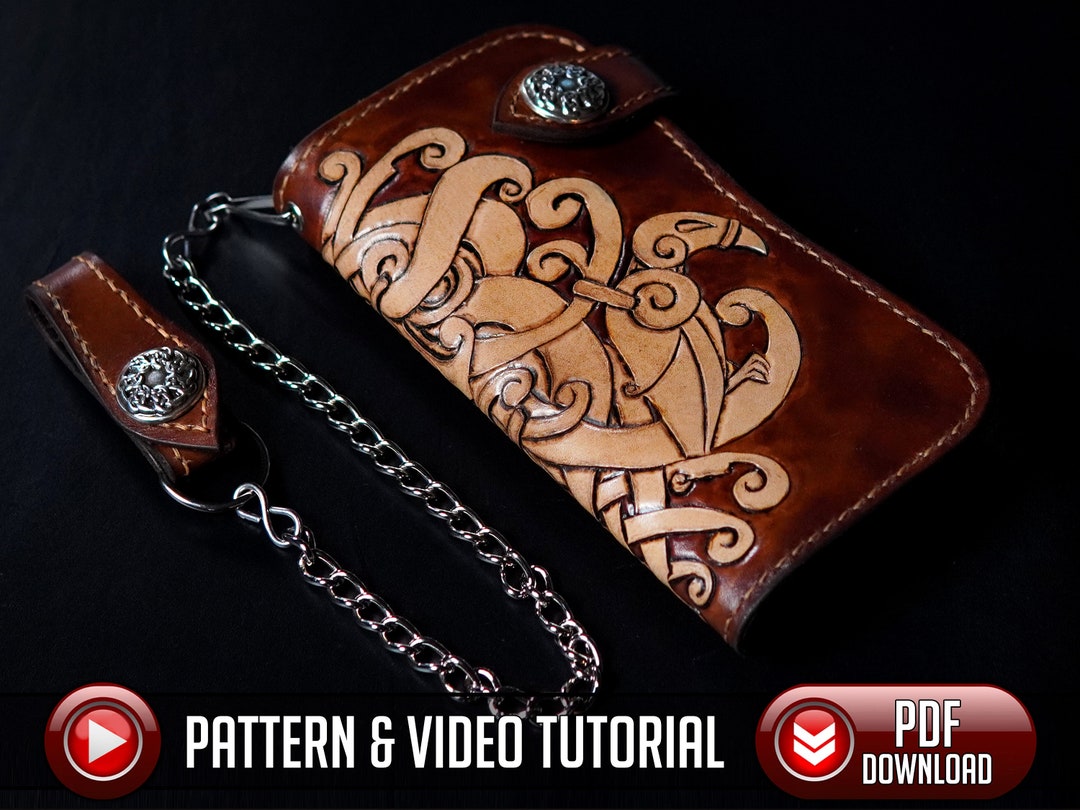 Biker Wallet Pattern - Long Wallet Pattern - Viking Odin God Mask ...