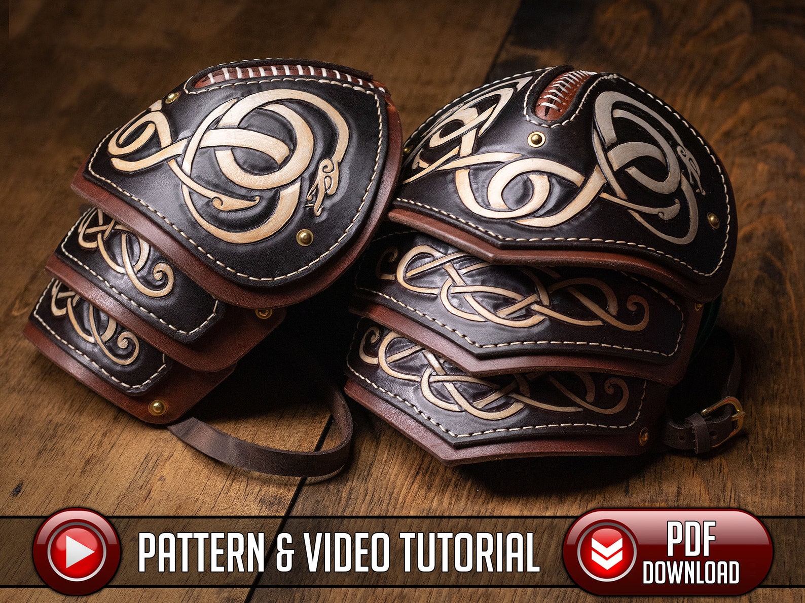 Shoulder Armor Pattern | Viking Serpent Knotwork| Leather Armor - PDF ...