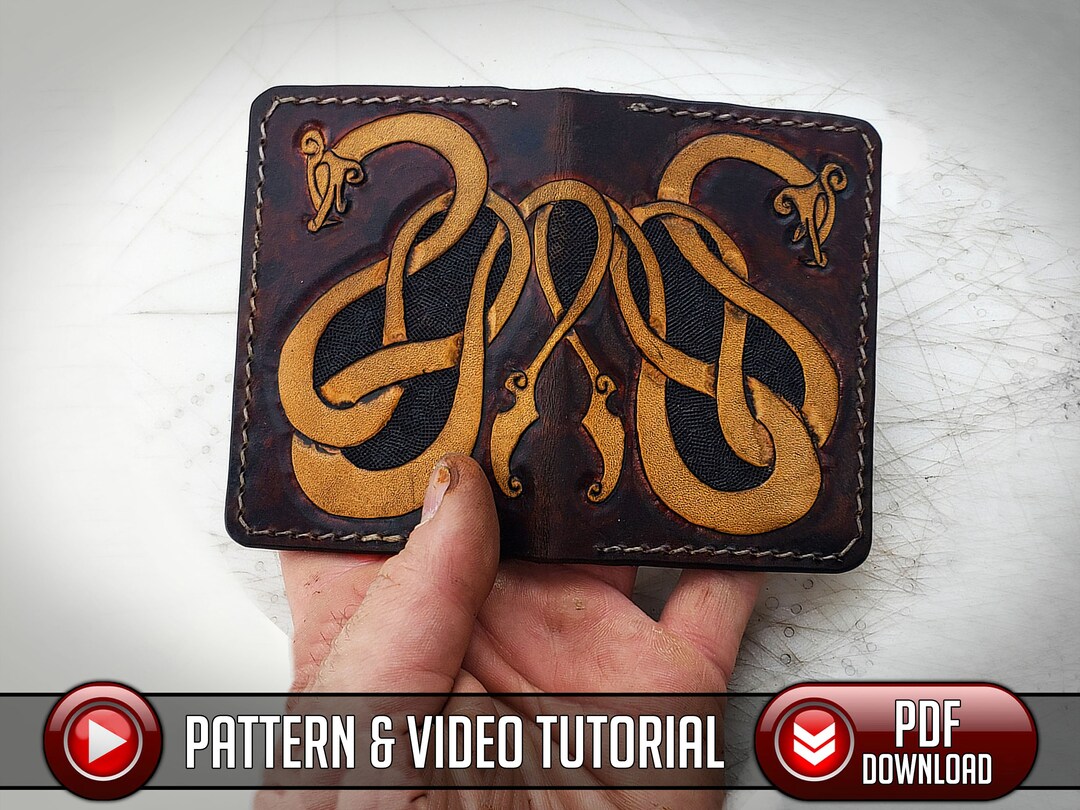 Leather Viking Wallet Pattern / Minimalist / Viking Serpents / Digital ...
